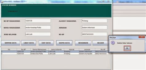 blog bebas java program java update dan delete database