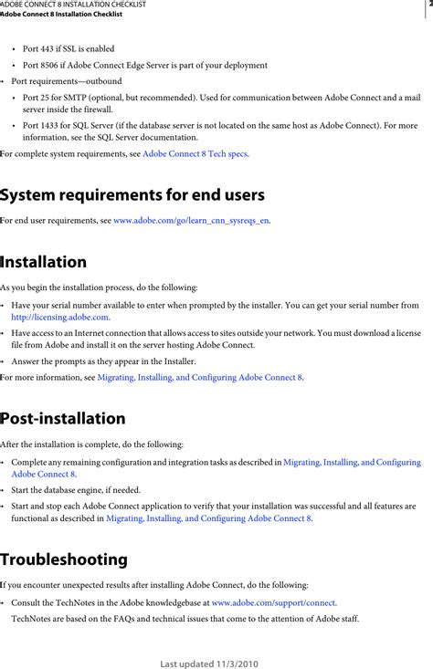 adobe connect 8 installation checklist 8 0 install en