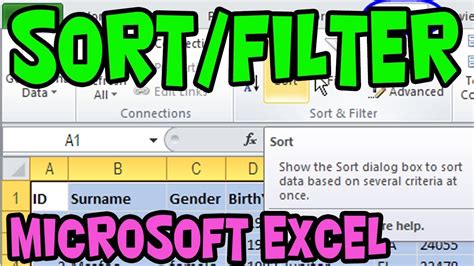 how to sort and filter data in microsoft excel 2016 office 365