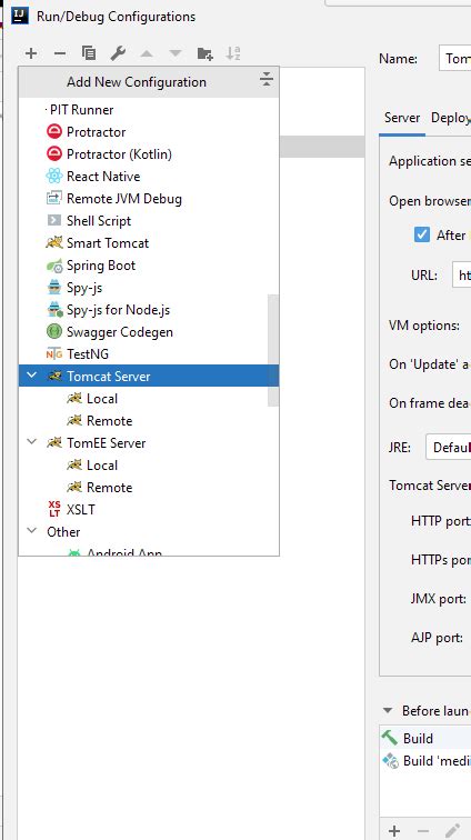 intellij idea intellij project local deployment configuration for
