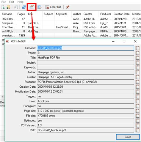 free pdf metadata viewer export pdf info as csv file