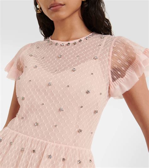 Redvalentino Embellished Point Desprit Tulle Minidress Reversible
