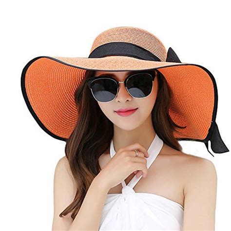 Women Floppy Hat Big Bowknot Straw Hat Wide Brim Beach Hat Sun Hat