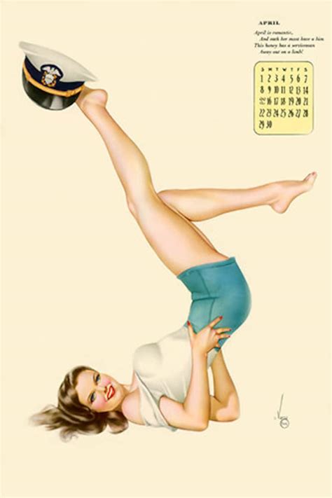 Vintage Pin Up 1943 Alberto Varga Calendar Girl Poster Print Etsy