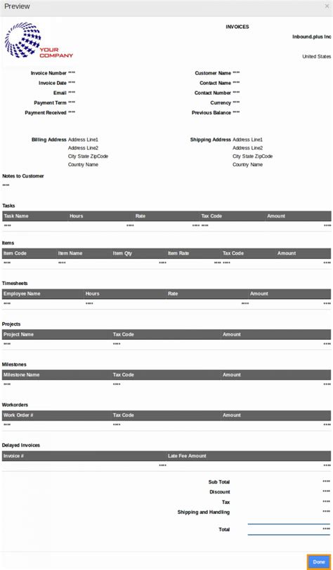 create own custom pdf template for invoices