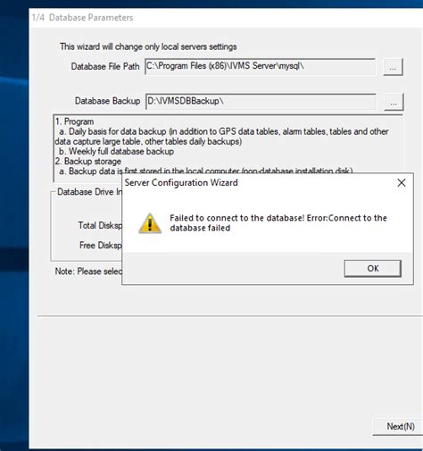 how to solve the issue of connecting to database failed