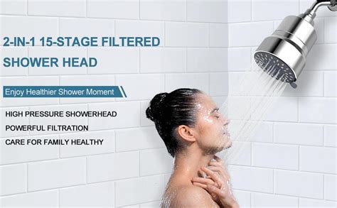 High Pressure Shower Head Filter Feelso 2 In 1 15 Stages High Output Hard Water Softener
