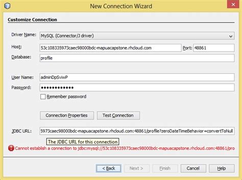 openshift connect to mysql from local java application