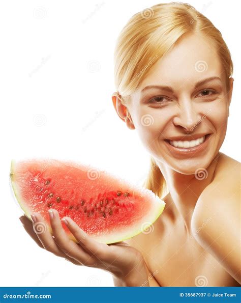 Young Woman With Water Melon Stock Image Image Of Health Adult 35687937