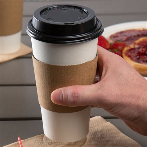 White 20 Oz Paper Hot Cup Lid And Sleeve Combo Kits 50 Pack