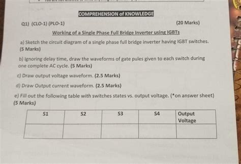 Solved Comprehension Of Knowledge Q1 Clo 1 Plo 1 20