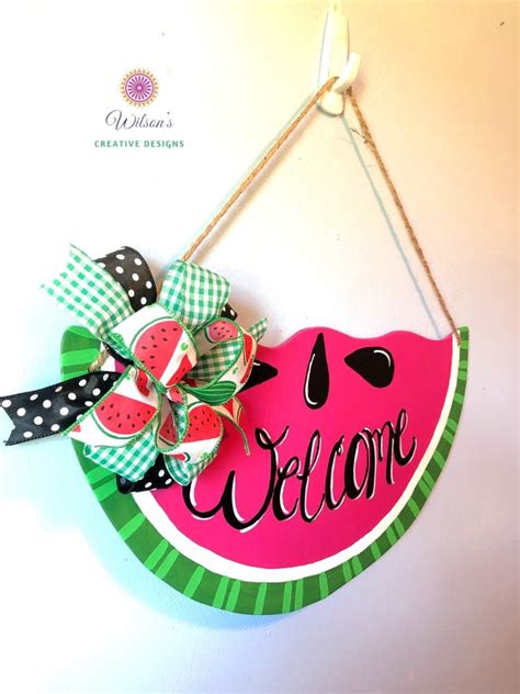 Watermelon Door Hanger Summer Door Hanger Welcome Door Etsy