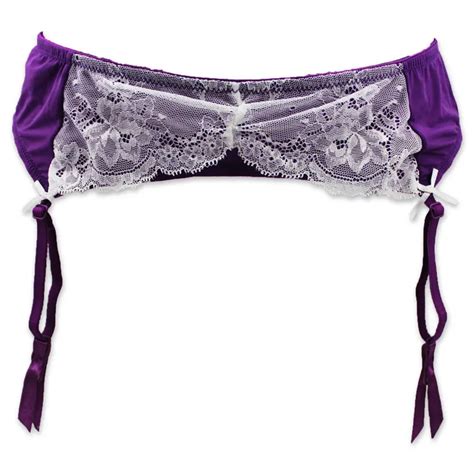 Free Shipping Extra Plus Size Xl Purple Sexy Garter Belt With Floral
