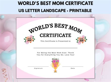 Best Mom Certificate Worlds Best Mom Best Mom Ever Award Certificate