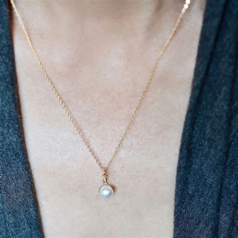 Pearl Necklace Freshwater Pearl Drop Necklace Single Pearl Etsy