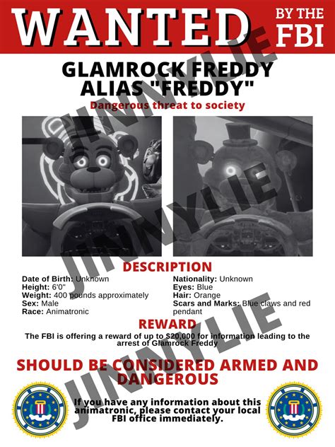 Fnaf Fbi Wanted Poster Freddy Security Breach Security Breech Fnaf