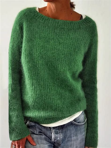 Solid Crew Neck Sweater Casual Long Sleeve Drop Shoulder Temu