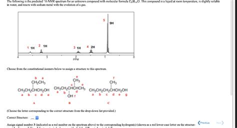 Solved The Following Is The Predicted H Nmr Spectrum For An