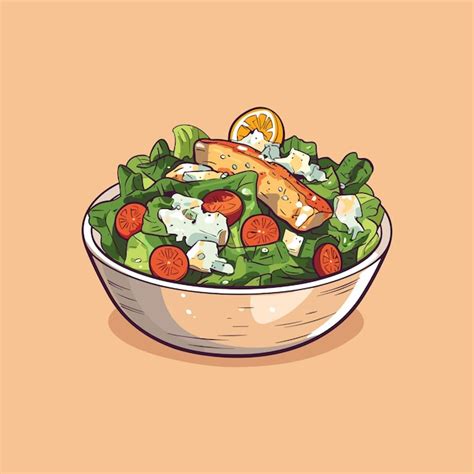 Premium Vector Chicken Caesar Salad Vector Illustration Clean Line