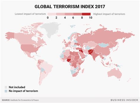 Una Mappa Mostra Limpatto Del Terrorismo In Tutti I Paesi Del Mondo