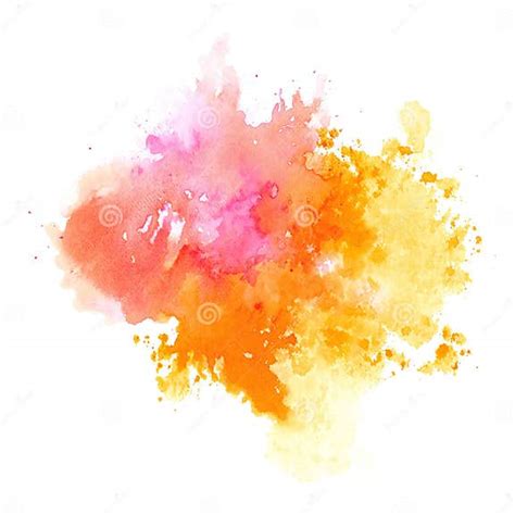 Abstract Pink And Orange Watercolor Splash On White Background Paper