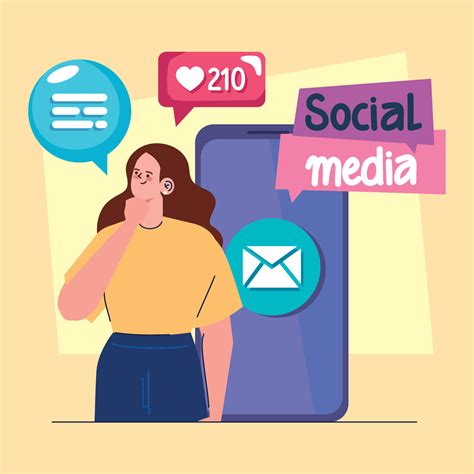 Chica Con Smartphone Redes Sociales 11379124 Vector En Vecteezy