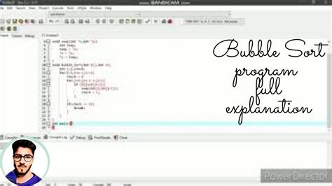 code for bubble sort sorting technique full explanation on editor in
