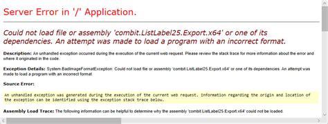 badimageformatexception for web applications english kb combit