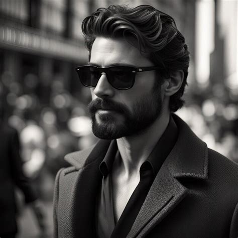 Premium Photo A Young Hipster Man In Black Suit Black Beard And