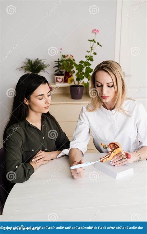 Gynecologist Is Showing Process Of Inserting Of Intrauterine Device Iud