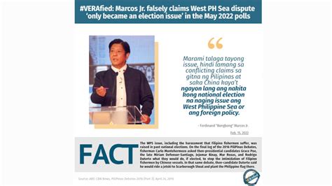 Marcos Jr Falsely Claims West Ph Sea Dispute ‘only Became An Election