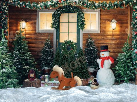 Kate Christmas Snow Yard Backdrop For Photography