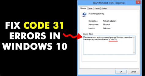 how to fix code 31 errors in windows 10