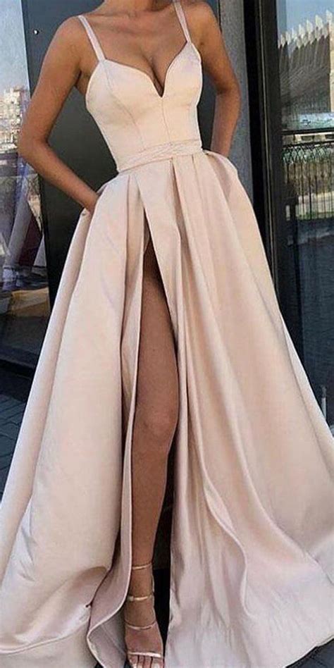 Spaghetti Strap Sweetheart Side Slits A Line Long Prom Dresses Wp009