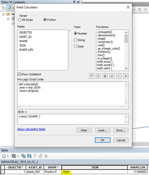 arcpy field calculator to get json text geographic information