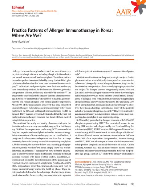 Pdf Practice Patterns Of Allergen Immunotherapy In Korea Where Are We