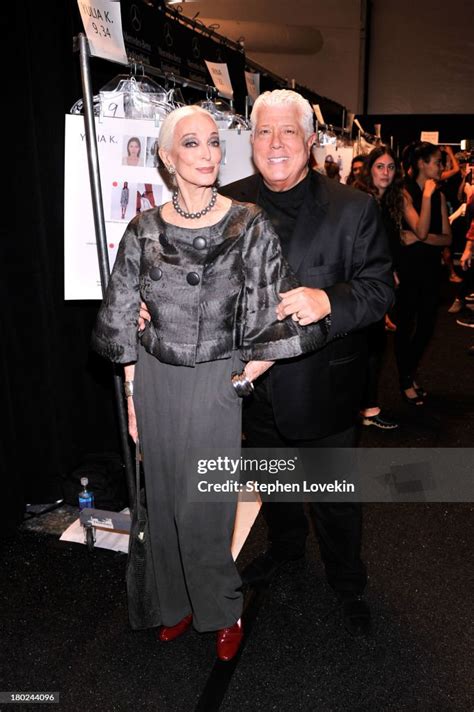 Carmen Dellorefice And Dennis Basso Pose Backstage At The Dennis