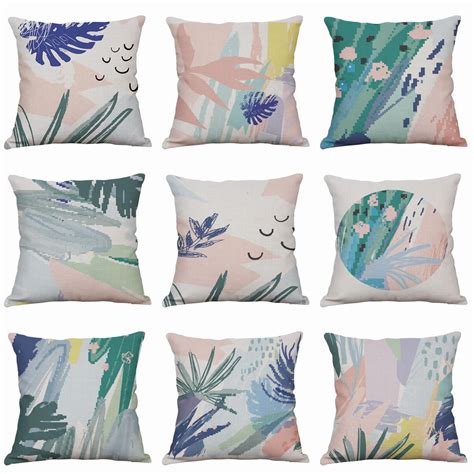 Hglegyw Flowers Pillow Case Throw Pillowcase Cotton Linen Printed