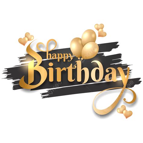 Typography Of Happy Birthday Golden With Black Brush Luxury Design