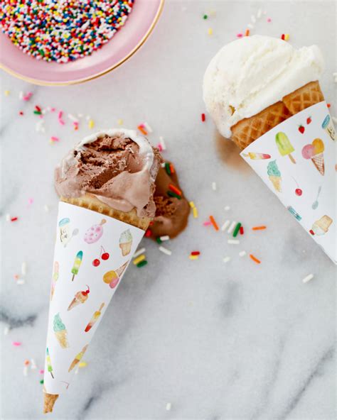 Printable Illustrated Ice Cream Cone Wrappers