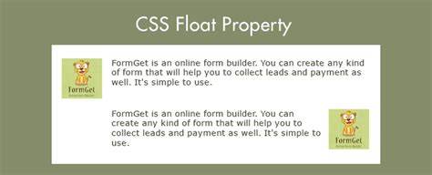 float property css left and right formget