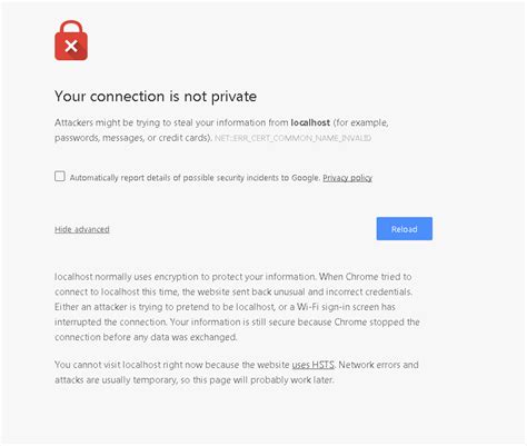 chrome the website uses hsts network errors this page will probably