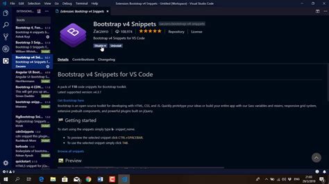 install bootstrap 4 in vs code extension how to use bootstrap in vs