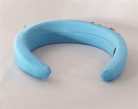 Sky Blue Headband Crystal Rhinestone Flower Embellishment Etsy
