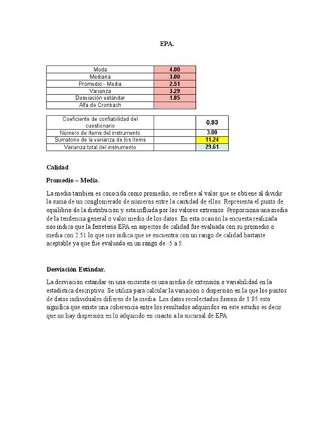 Analisis Epa Vidrí Y Lemus Pdf Desviación Estándar Diferencia