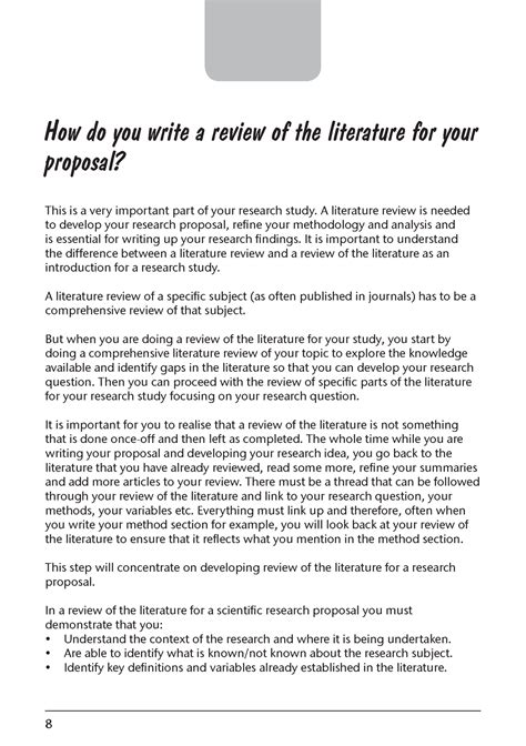 How To Write A Review Of The Literature For Your Proposal 8 How Do