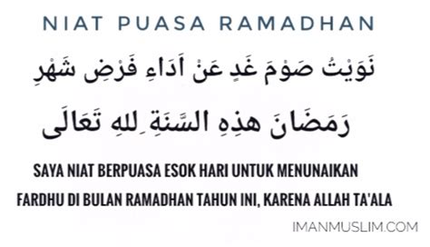 Bacaan Niat Puasa Wajib Ramadhan Arab Latin Dan Terjemahan Artinya