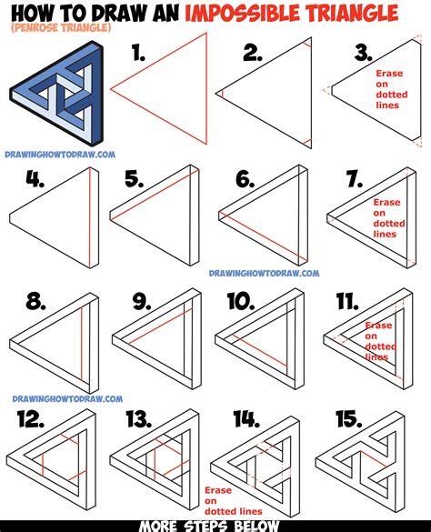 How To Draw The Impossible Triangle Howto Howtodraw Easydrawing