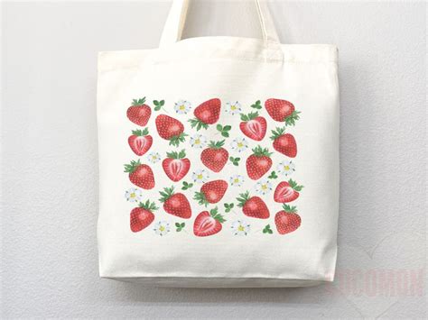 Strawberry Tote Bag Strawberry Lover T Spring Tote Shopper Summer