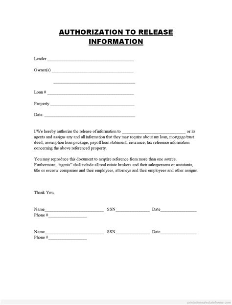 Consent Release Of Information Authorization Form